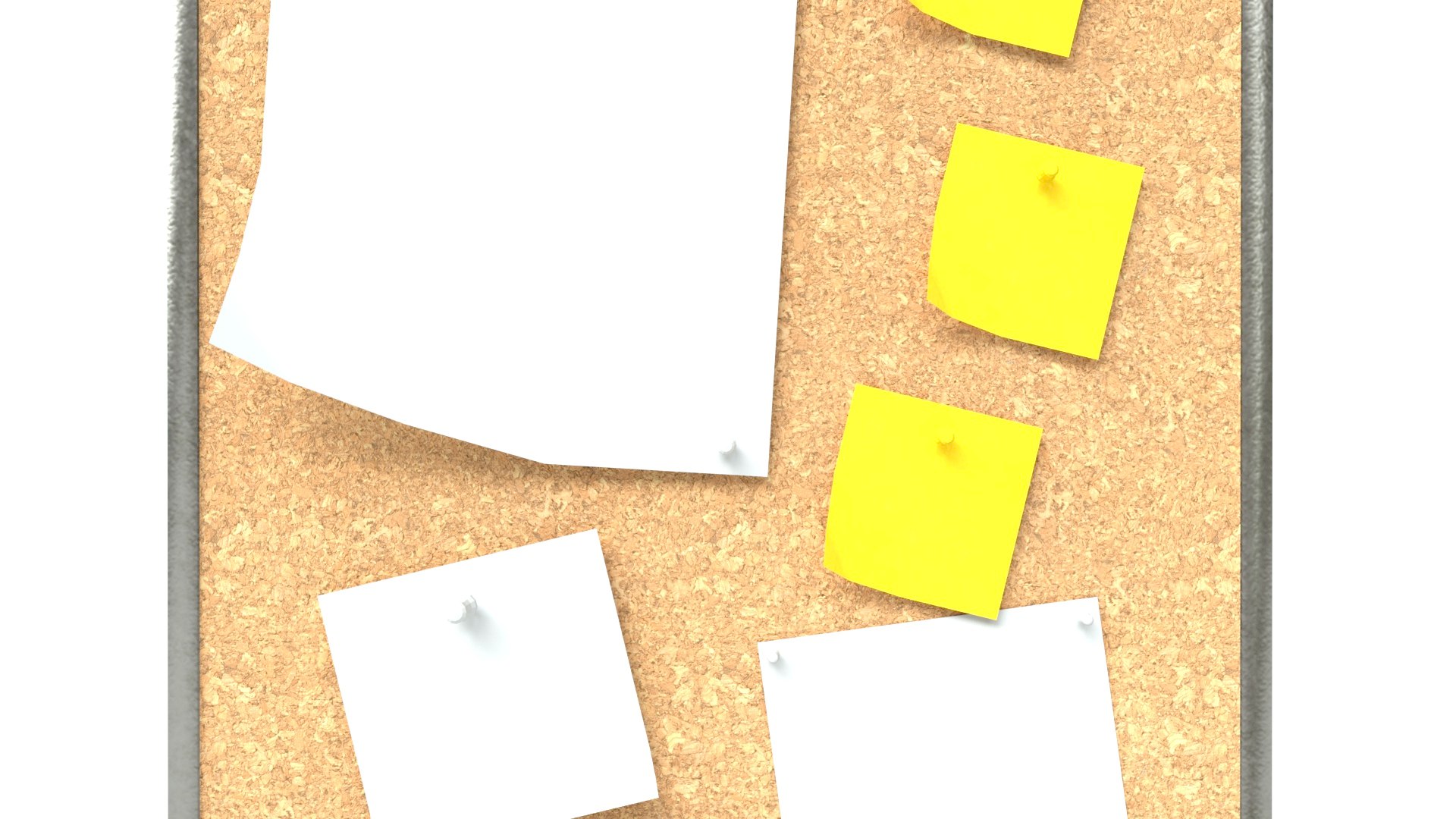 Notice Pin Board - Paper Pinned - 3D Asset 3D - TurboSquid 1895396