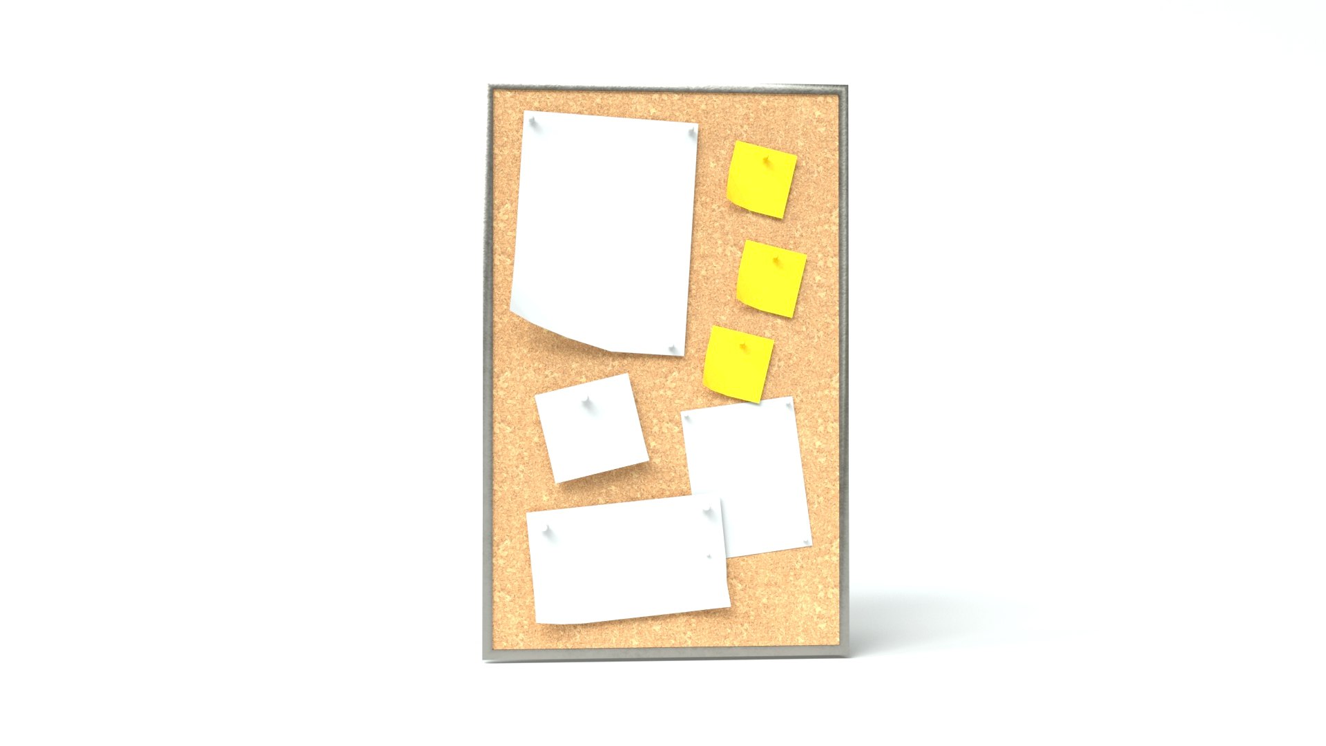 Notice Pin Board - Paper Pinned - 3D Asset 3D - TurboSquid 1895396