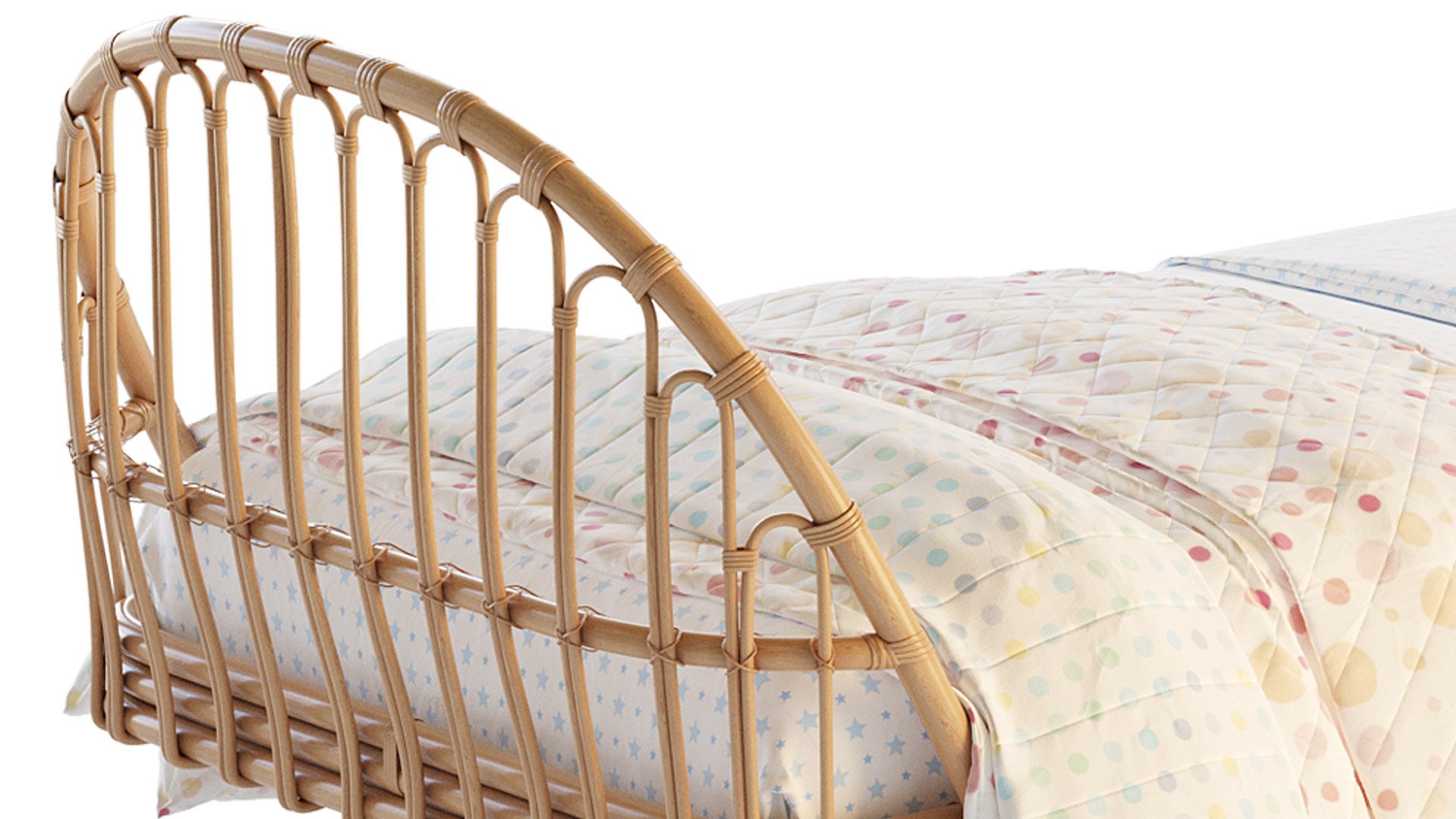 3D Malu Vintage Rattan Bed - TurboSquid 2185649