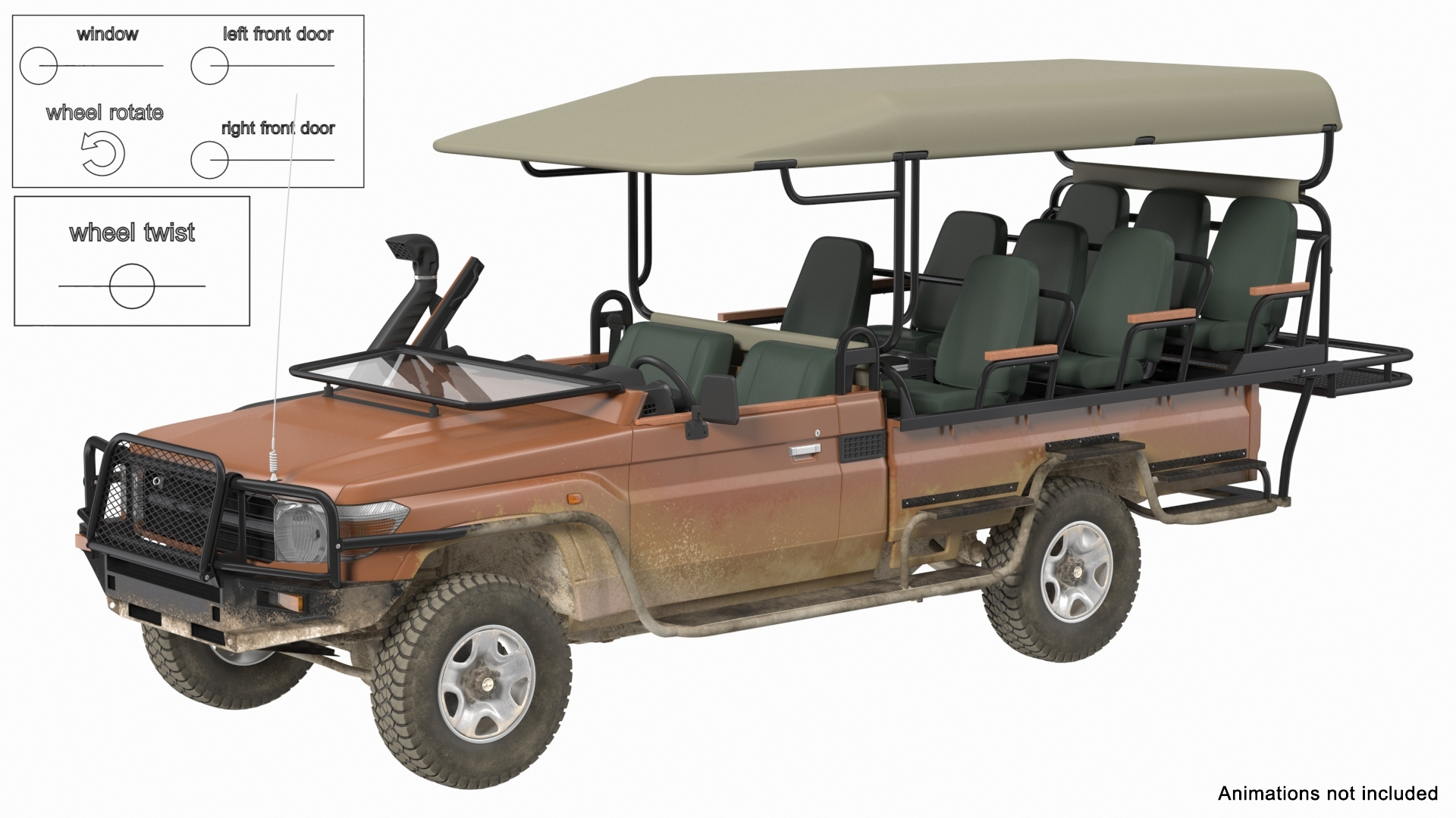 Safari Open Sided 4x4 Vehicle Rigged 3D - TurboSquid 1800571