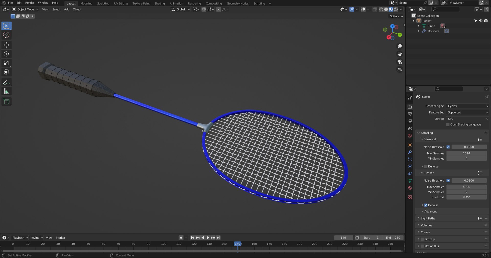3D Badminton Racquet - TurboSquid 2043082