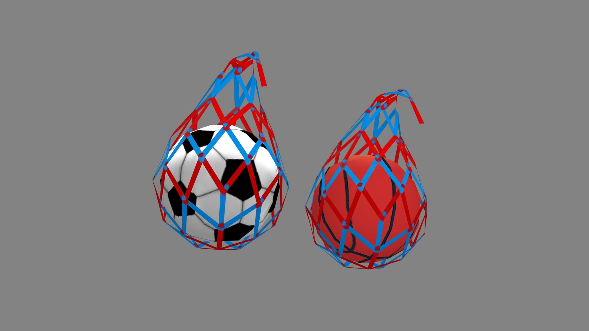 Cartoon Football And Basketball - Net Bag 3D Model - TurboSquid 1950735