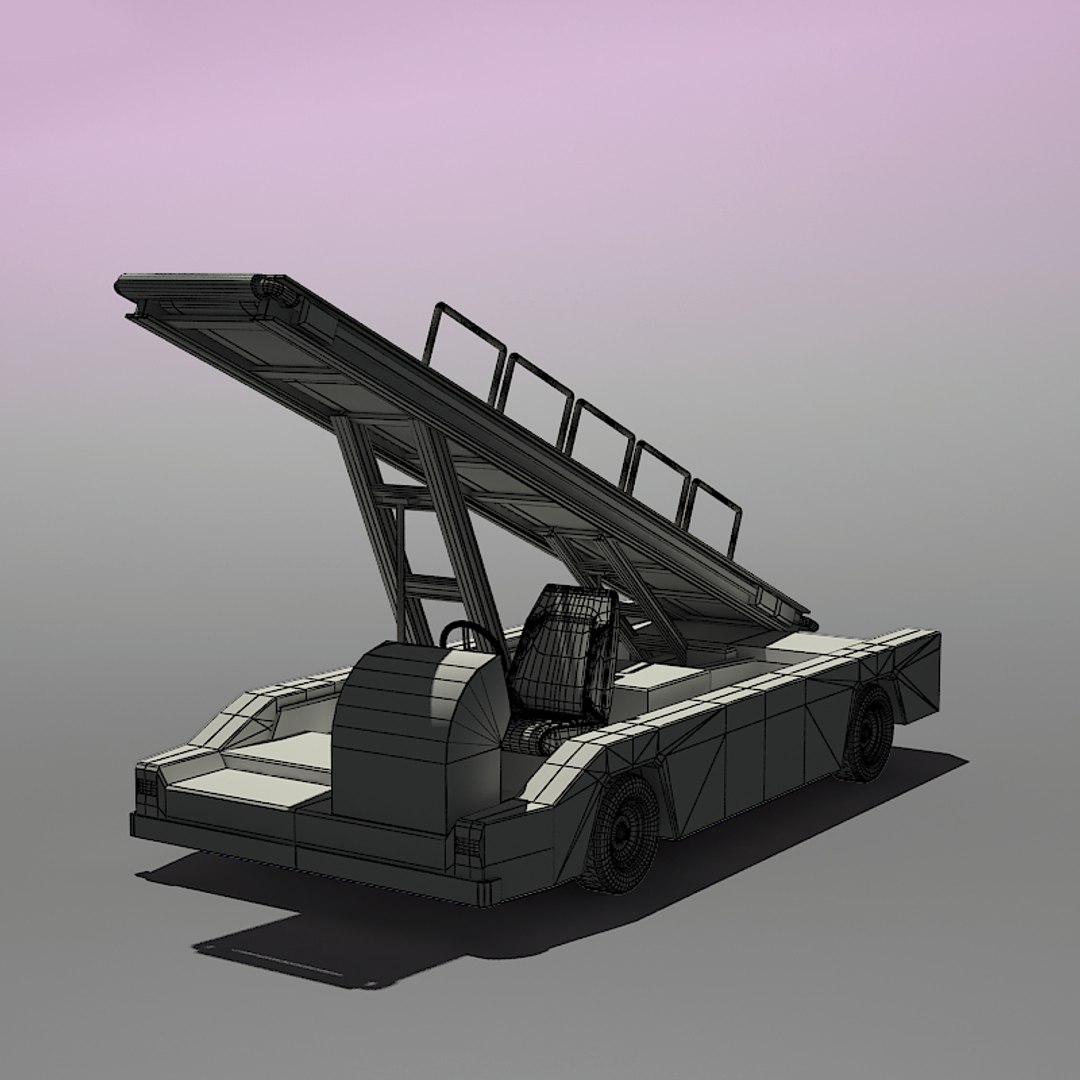 3d Model Airport Baggage Transporter Car