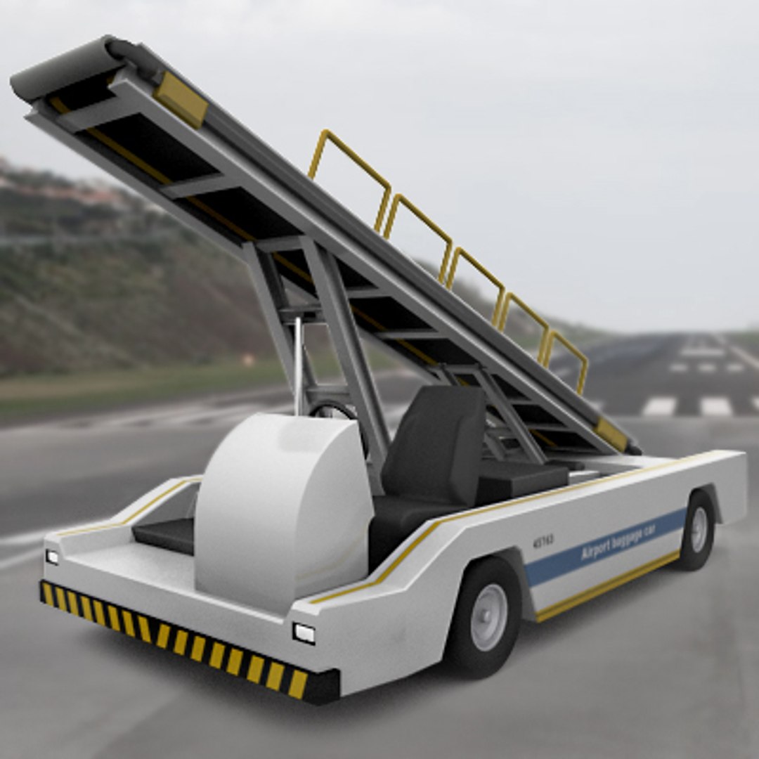3d Model Airport Baggage Transporter Car