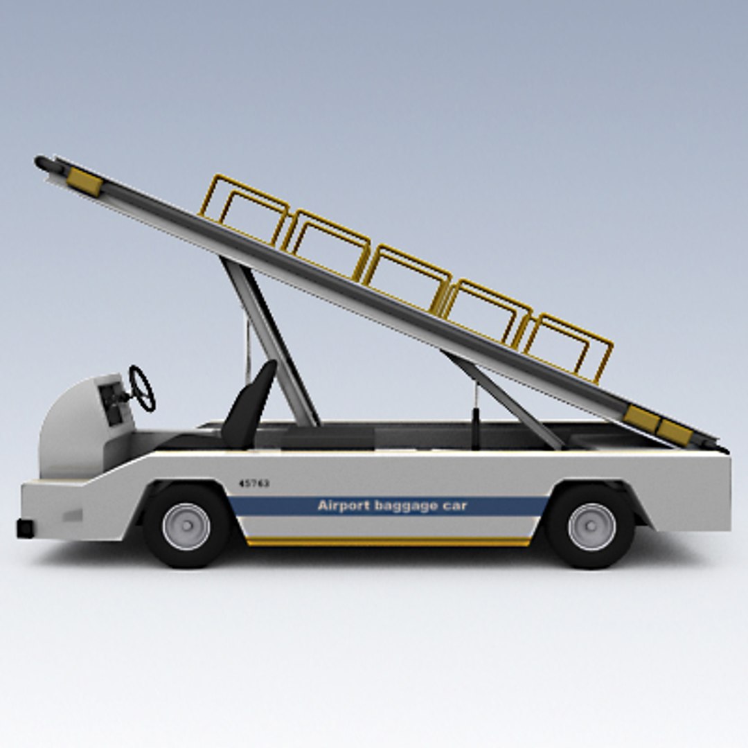 3d Model Airport Baggage Transporter Car