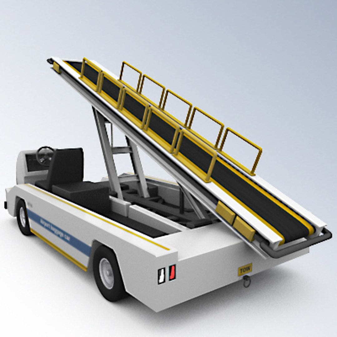 3d Model Airport Baggage Transporter Car