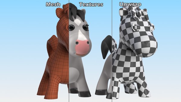3D Cartoon White Horse Rigged for Maya - TurboSquid 1761377