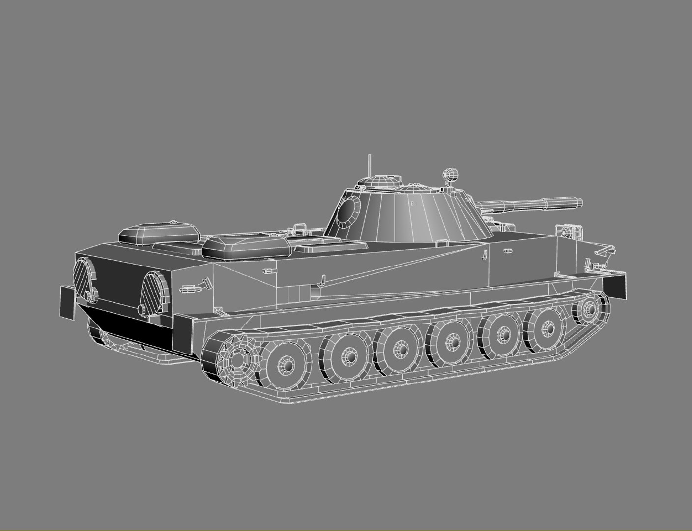 pt-76 tank soviet 3d model