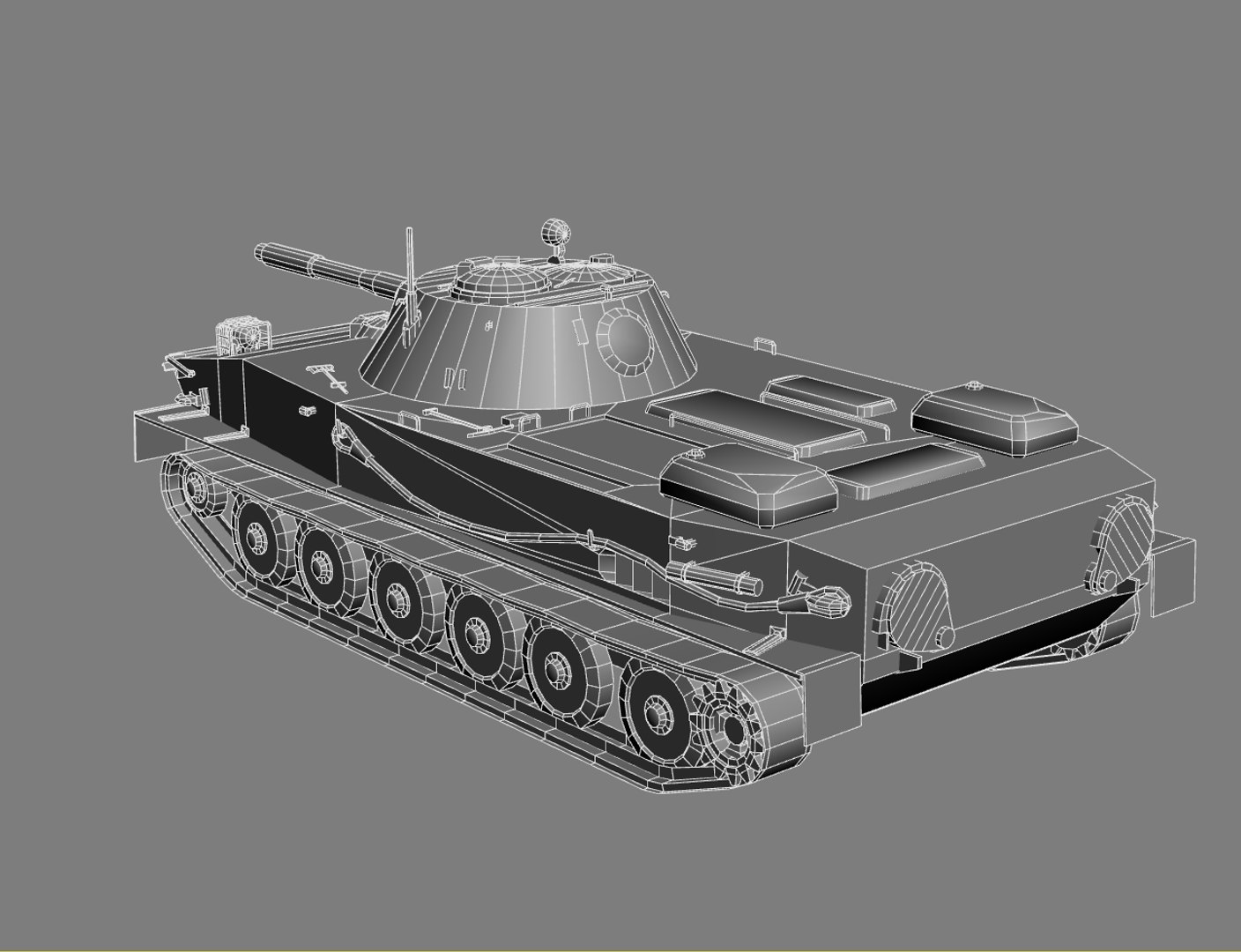 pt-76 tank soviet 3d model