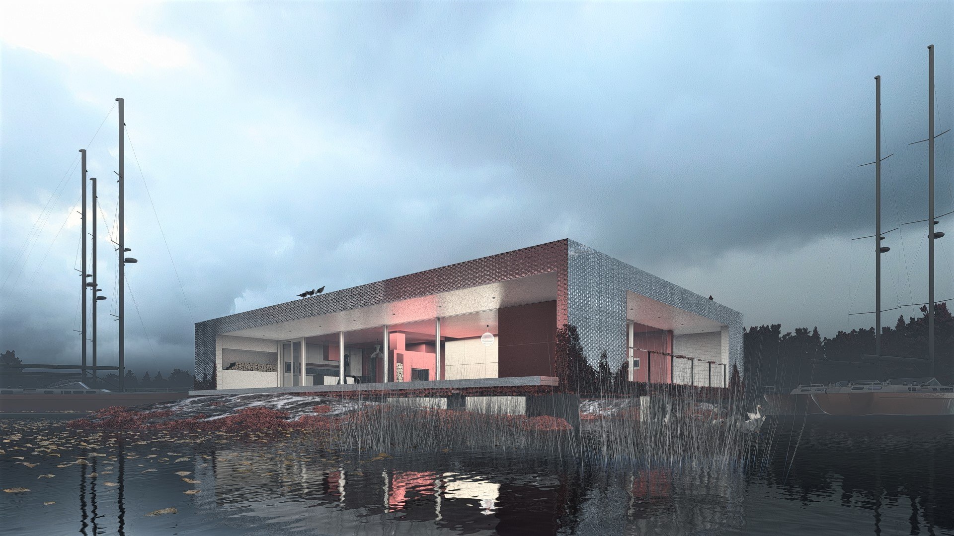 3D Modern Lake House Model - TurboSquid 1844551
