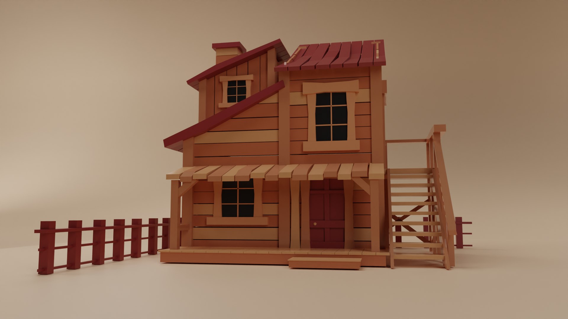 3D Low Poly Wild West House Model - TurboSquid 2026422