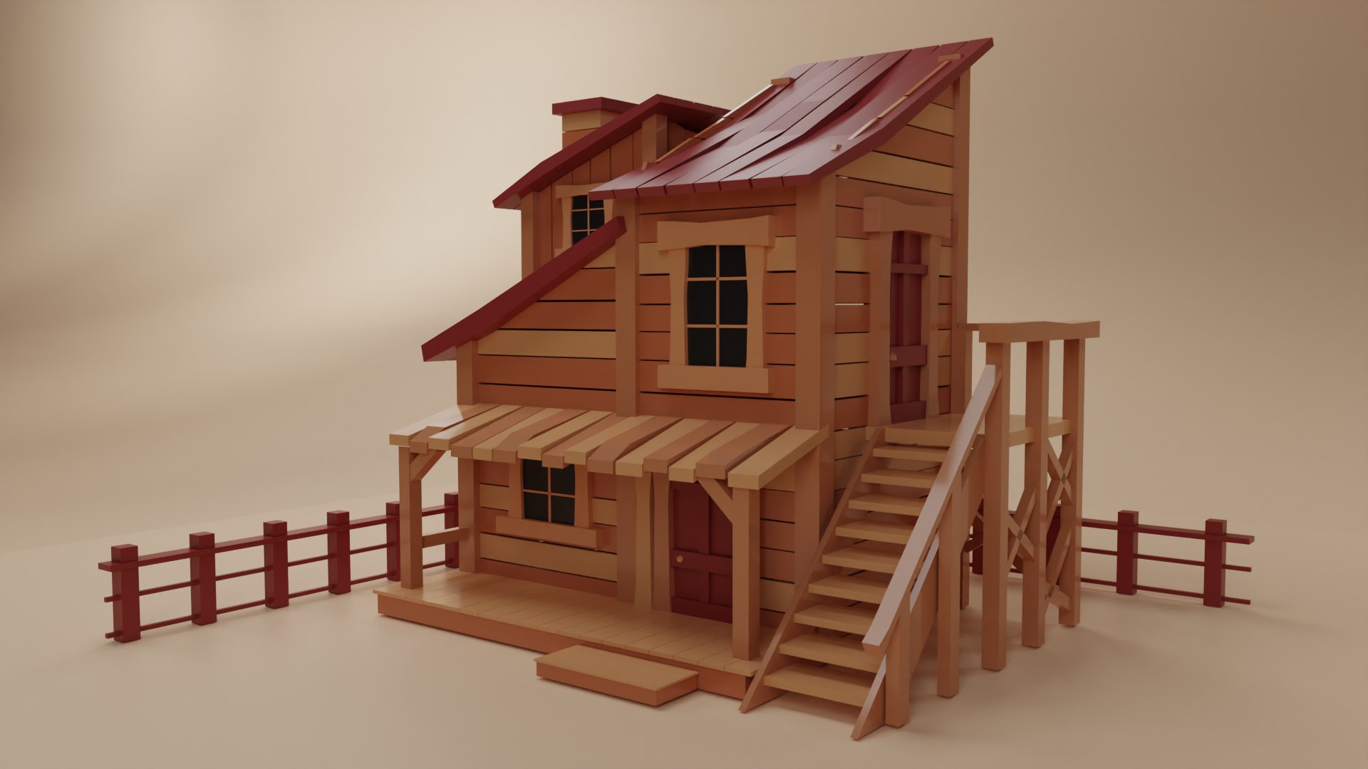 3D Low Poly Wild West House Model - TurboSquid 2026422