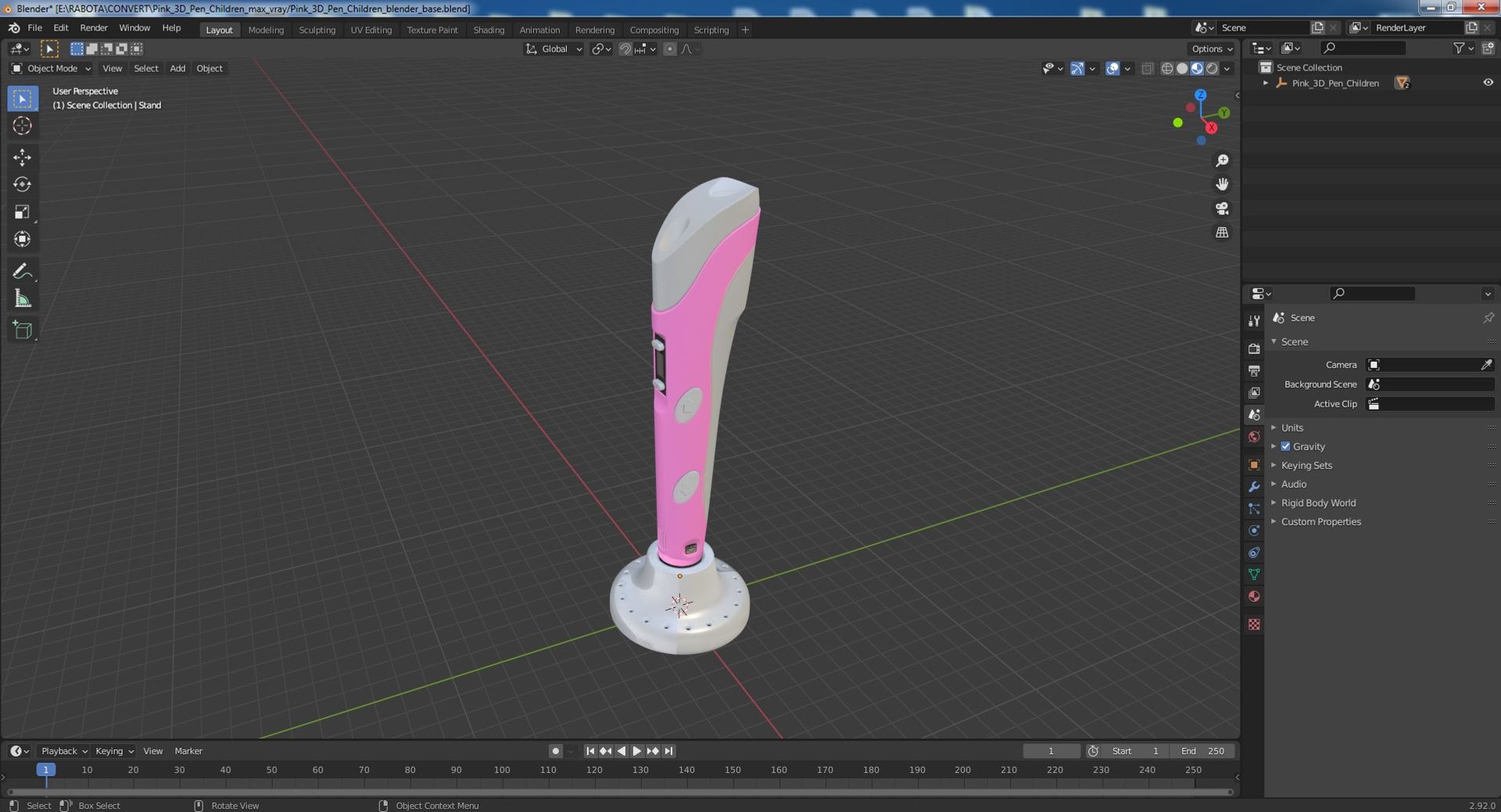 3D Pink 3D Pen Children - TurboSquid 2130612