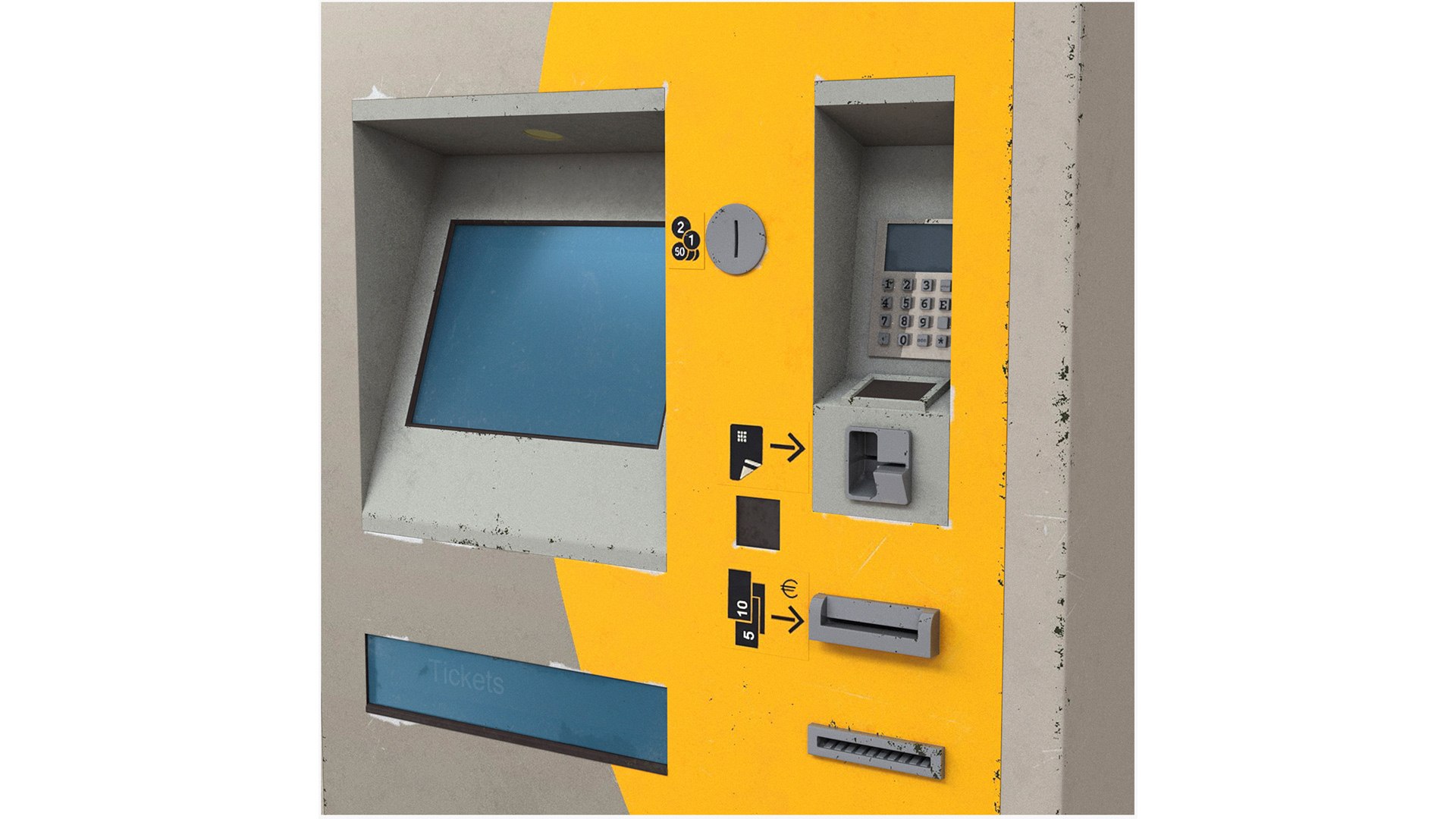 3D Biletomat Ticket Validation Card Payment Machine Aged Model ...