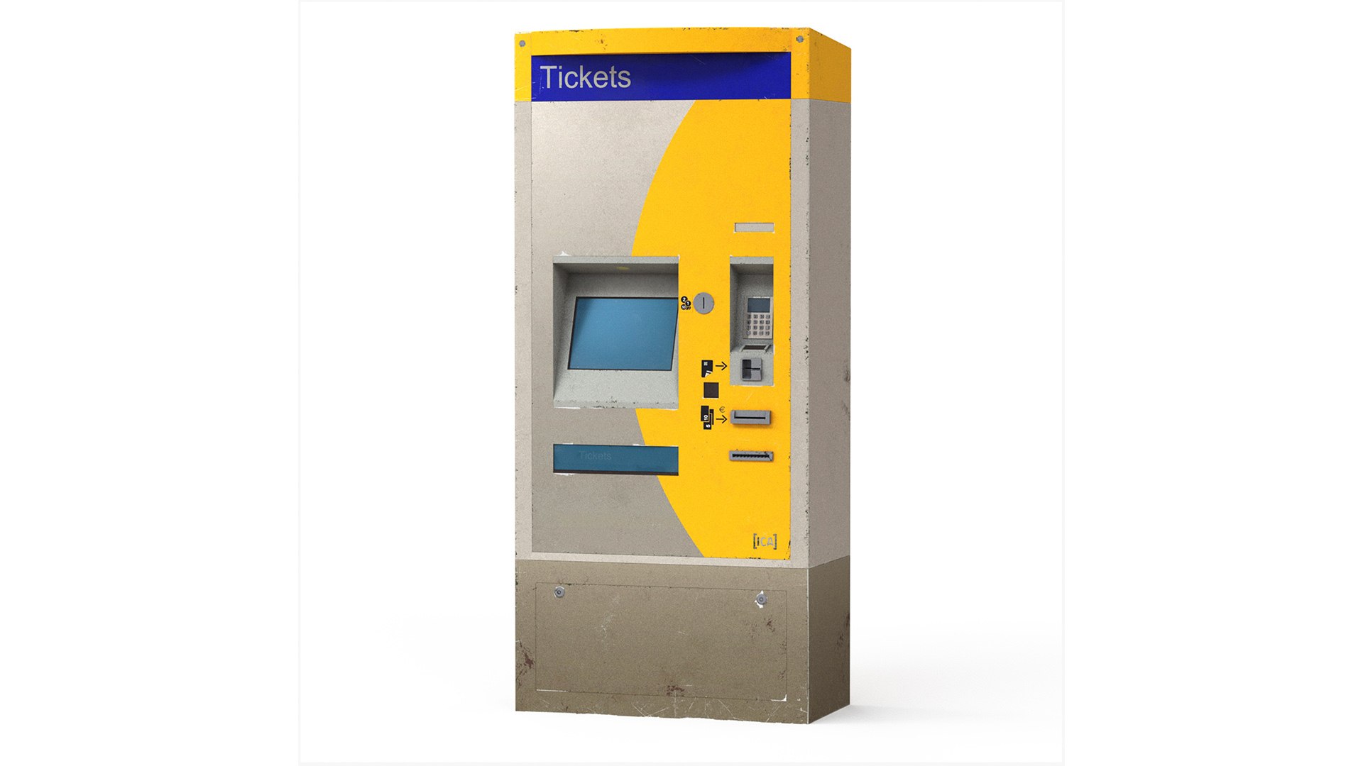 3D Biletomat Ticket Validation Card Payment Machine Aged Model ...