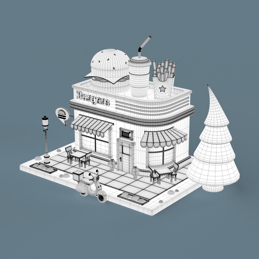 High Poly Burger Shop 01 Model - TurboSquid 2027008