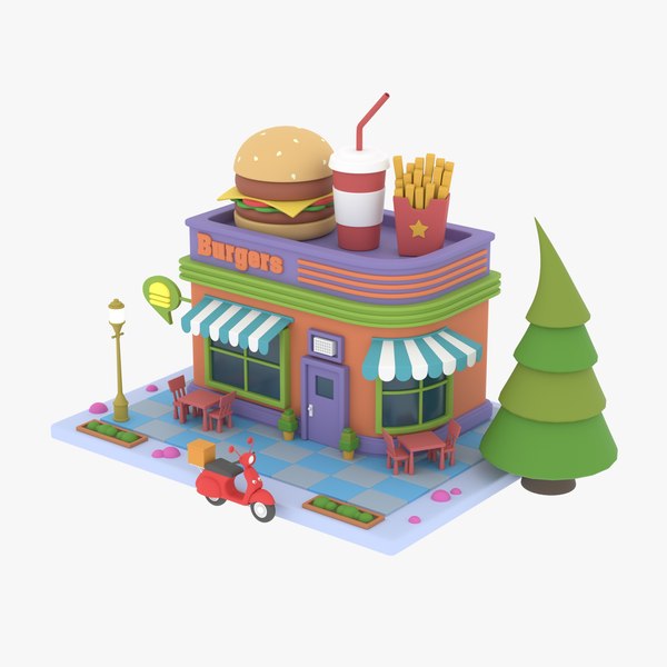 High poly Burger Shop 01 model - TurboSquid 2027008
