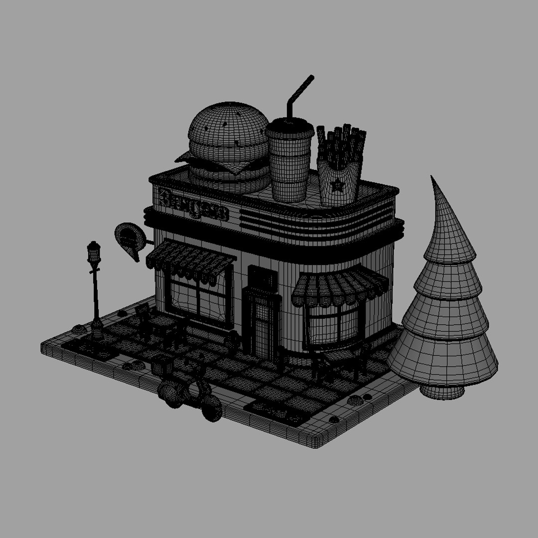 High Poly Burger Shop 01 Model - TurboSquid 2027008