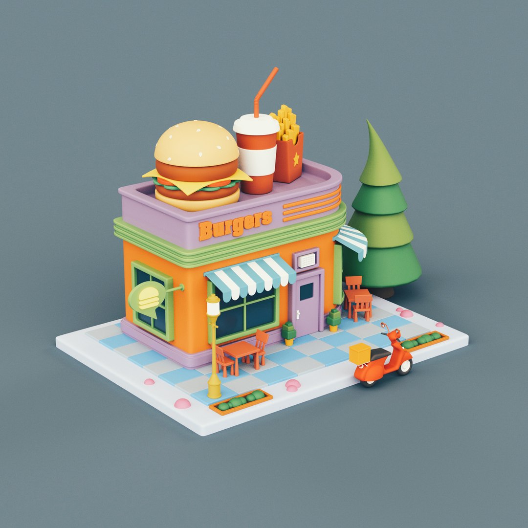 High Poly Burger Shop 01 Model - TurboSquid 2027008