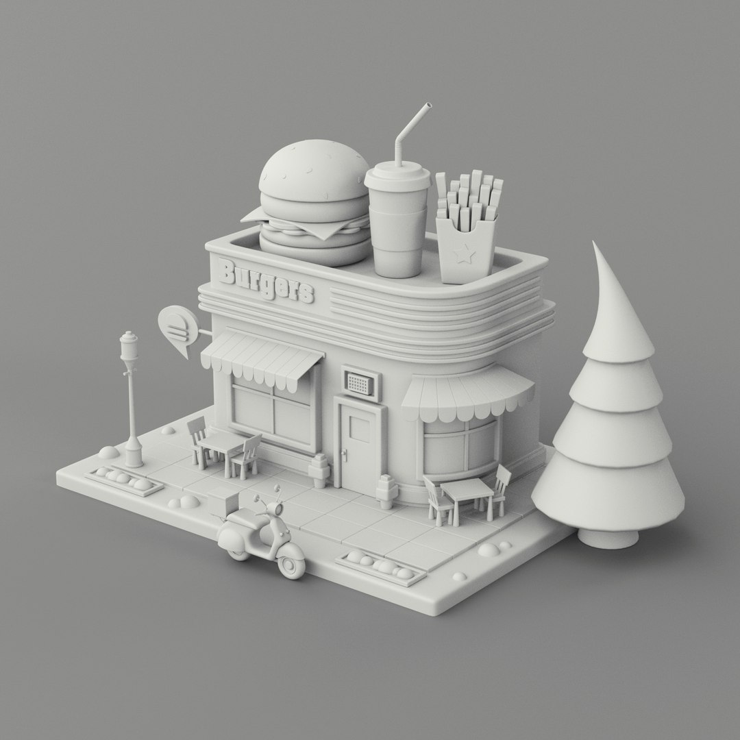 High Poly Burger Shop 01 Model - TurboSquid 2027008