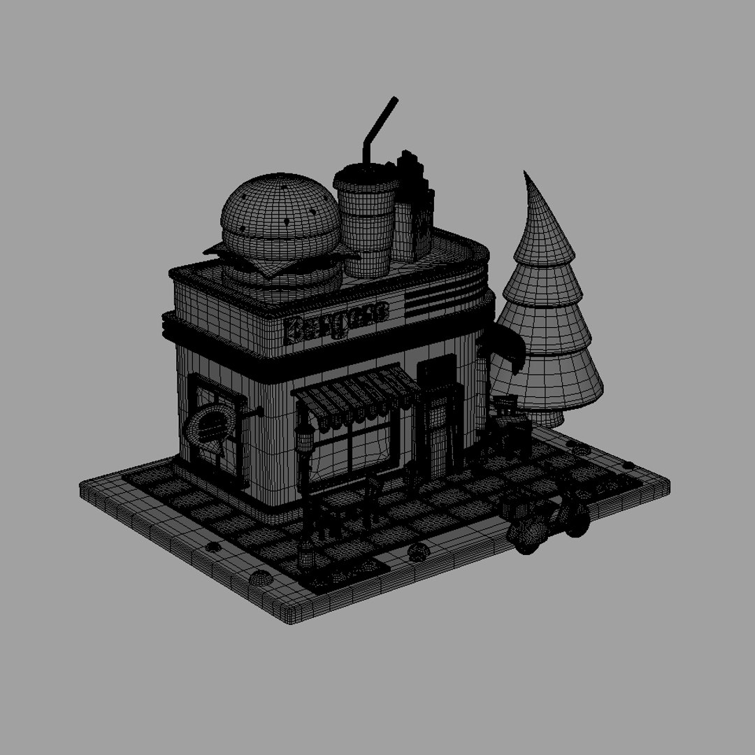 High Poly Burger Shop 01 Model - TurboSquid 2027008
