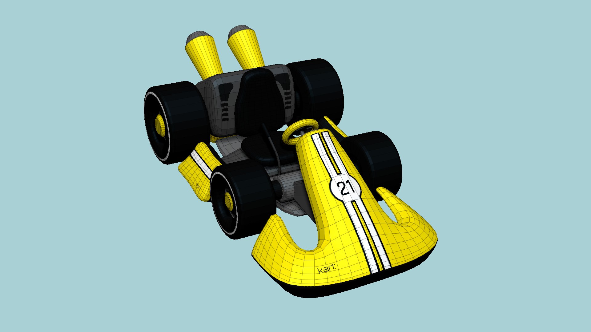 Cartoon Kart D03 Yellow - Vehicle Racing Design 3D - TurboSquid 1902592