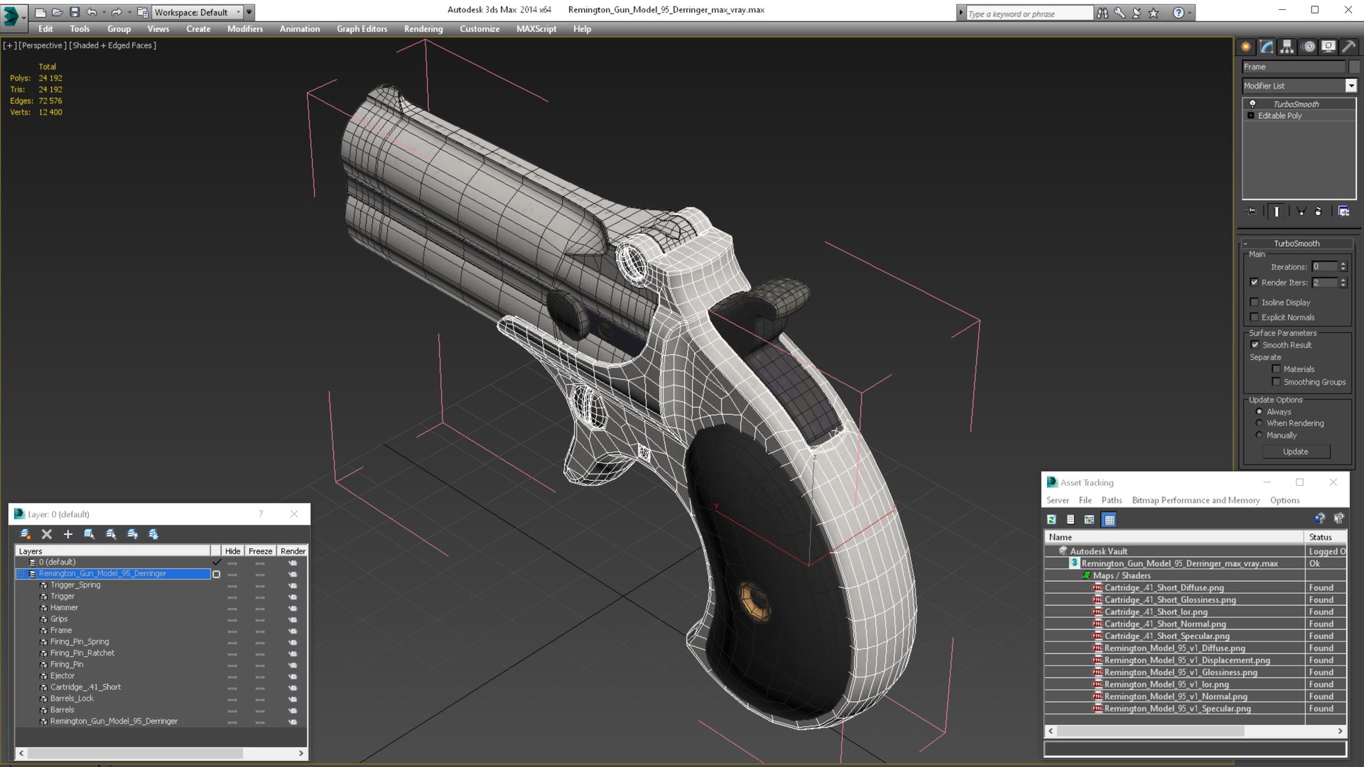 3D Remington Gun Model 95 Derringer - TurboSquid 1971802