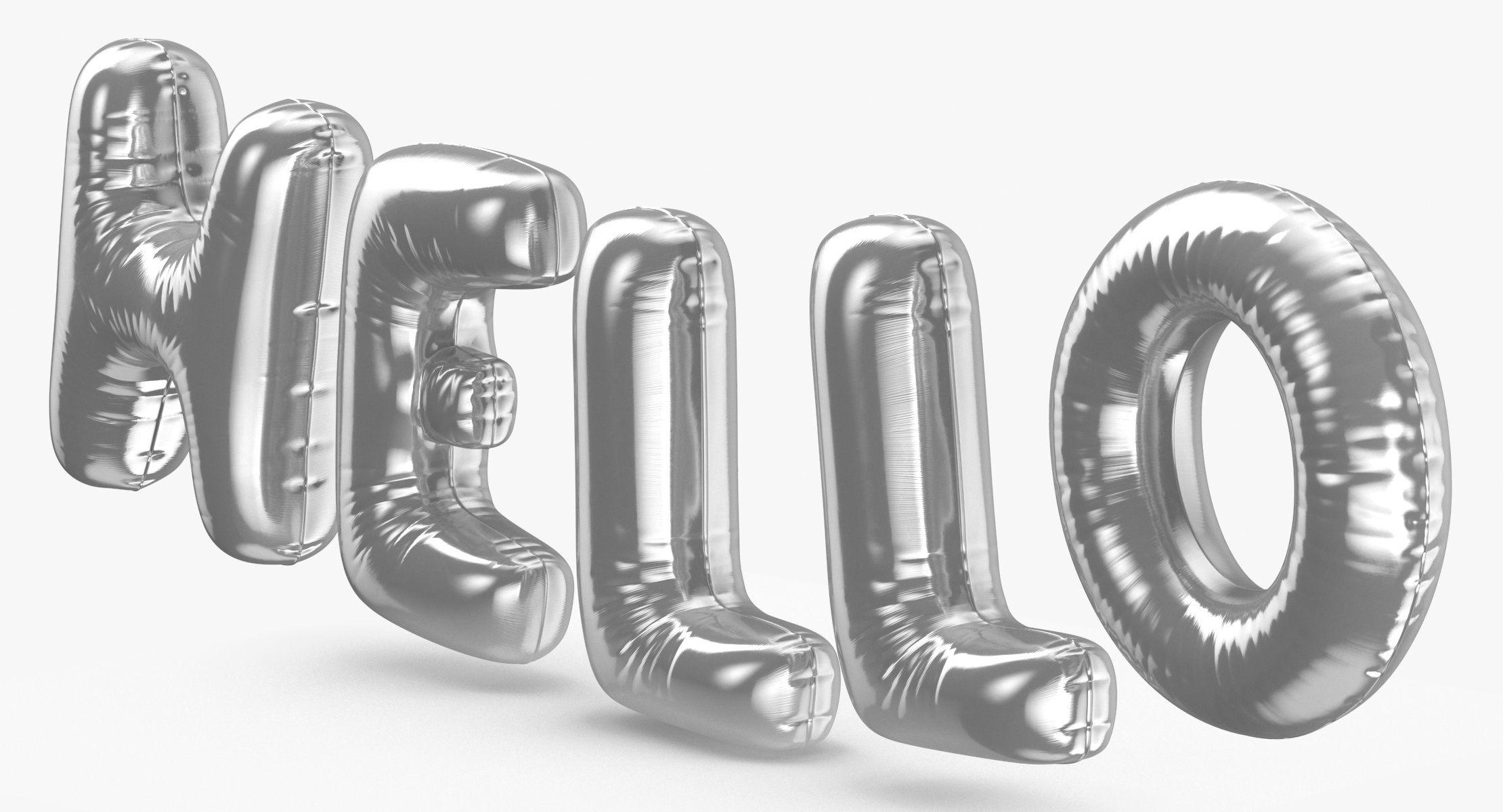 3D Foil Baloon Words Hello Silver - TurboSquid 1740090