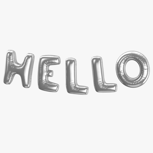 3D Foil Baloon Words Hello Silver - TurboSquid 1740090