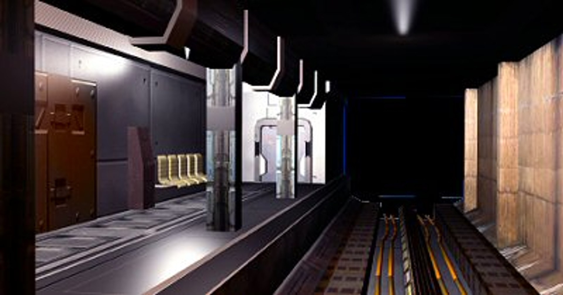 3d Model Scifi Subway Station