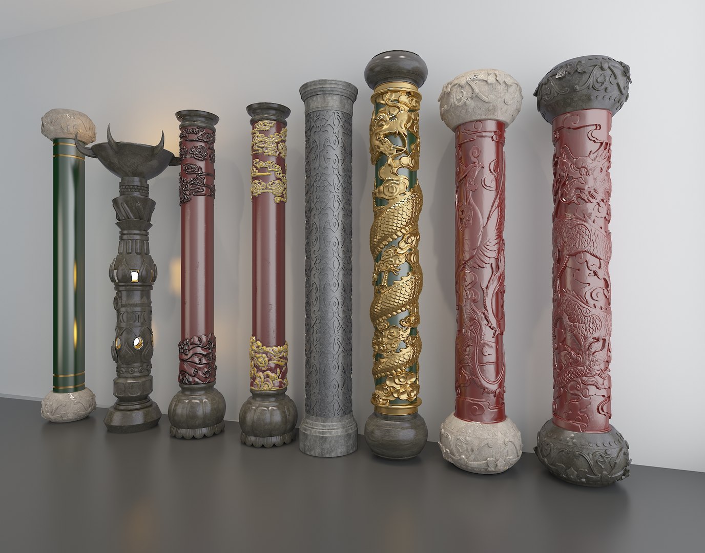 3D Model Chinese Style Pillar - TurboSquid 2117309
