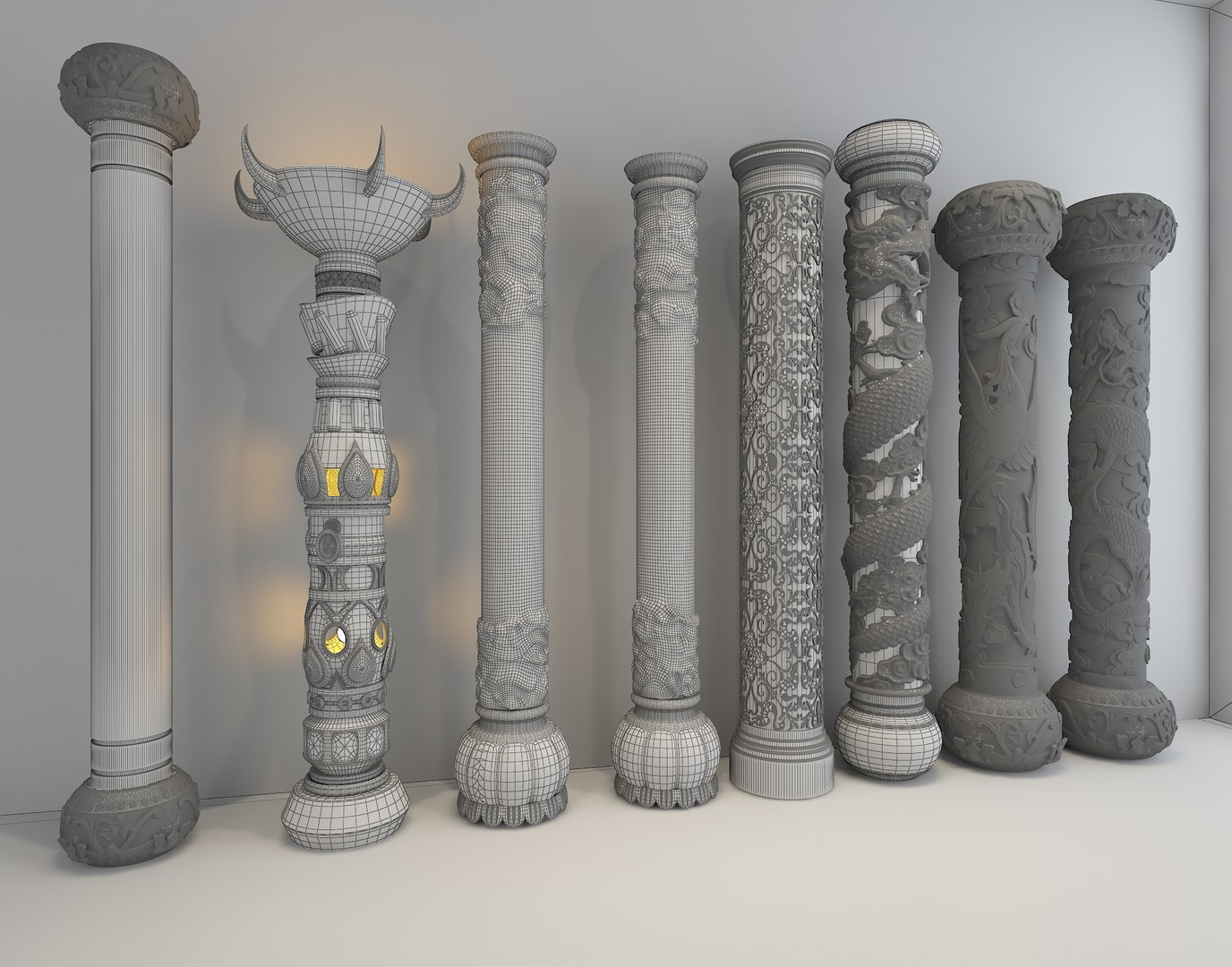 3D Model Chinese Style Pillar - TurboSquid 2117309