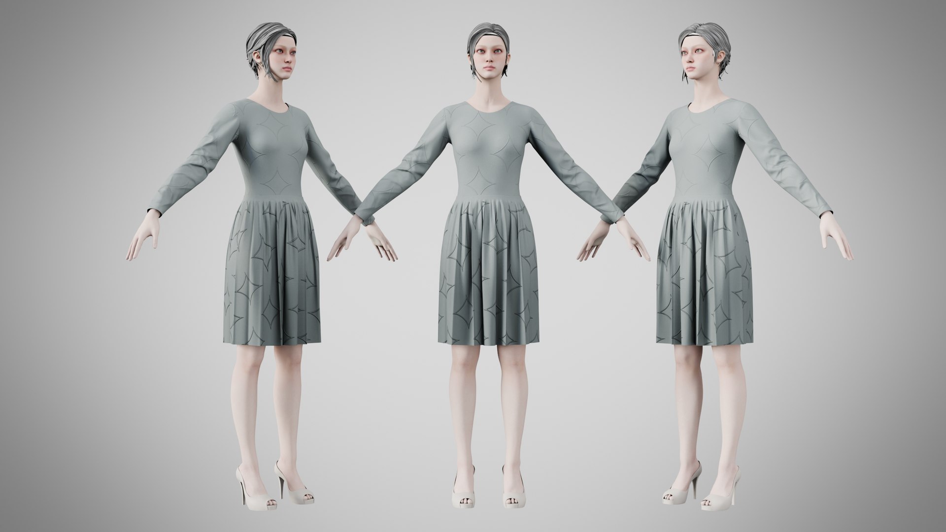Dress 05 Philippine Gray With Design 3D Model - TurboSquid 2436413