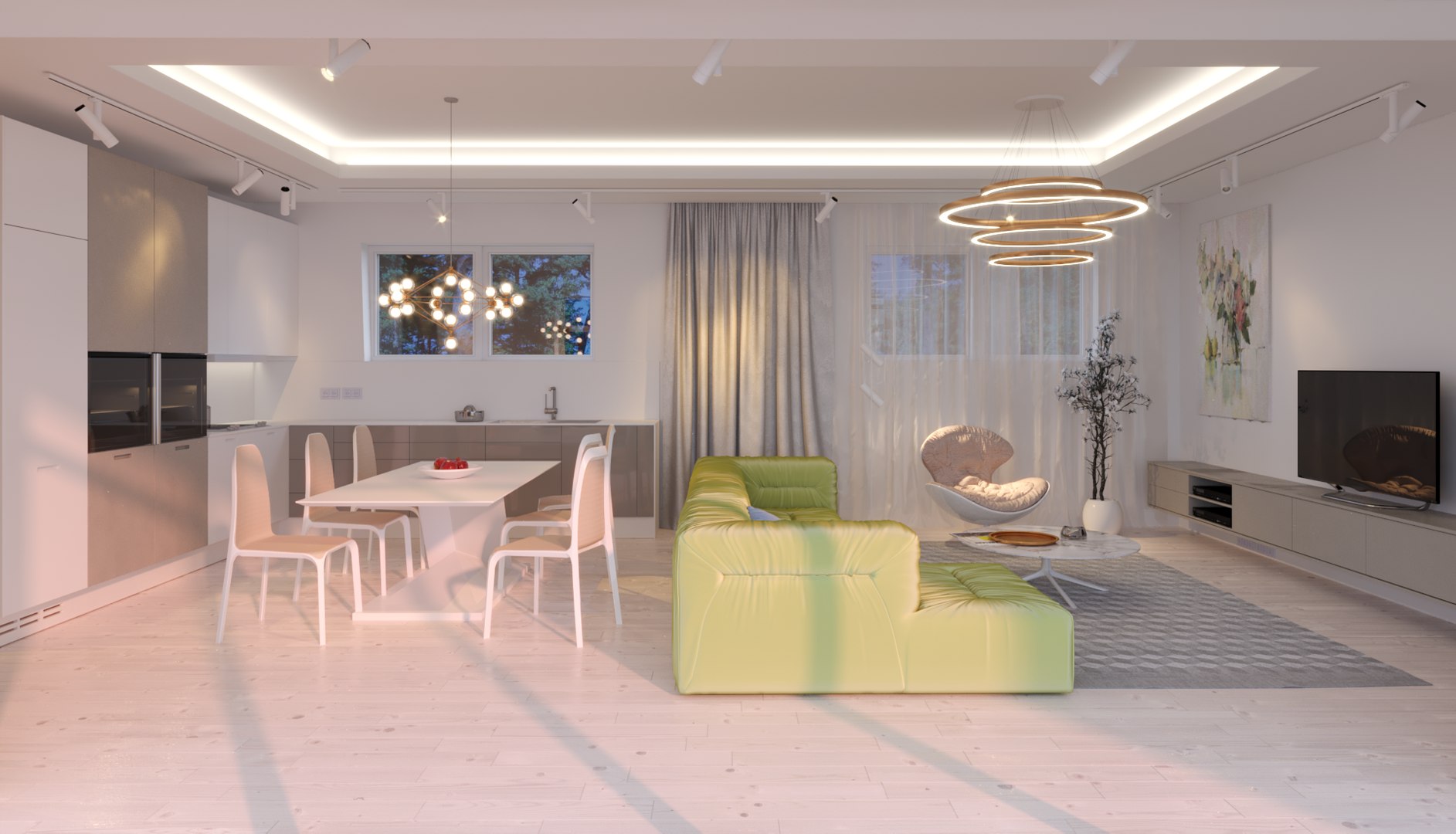 Contemporary Studio Living Room Interior Design 3D - TurboSquid 1820729