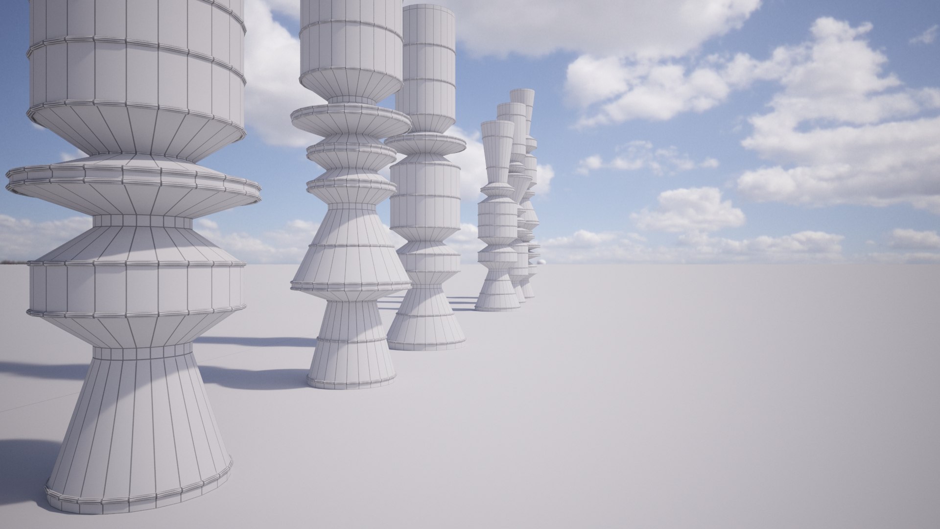 Abstract Iconic Columns Sculpture Landmark Model - TurboSquid 2413831