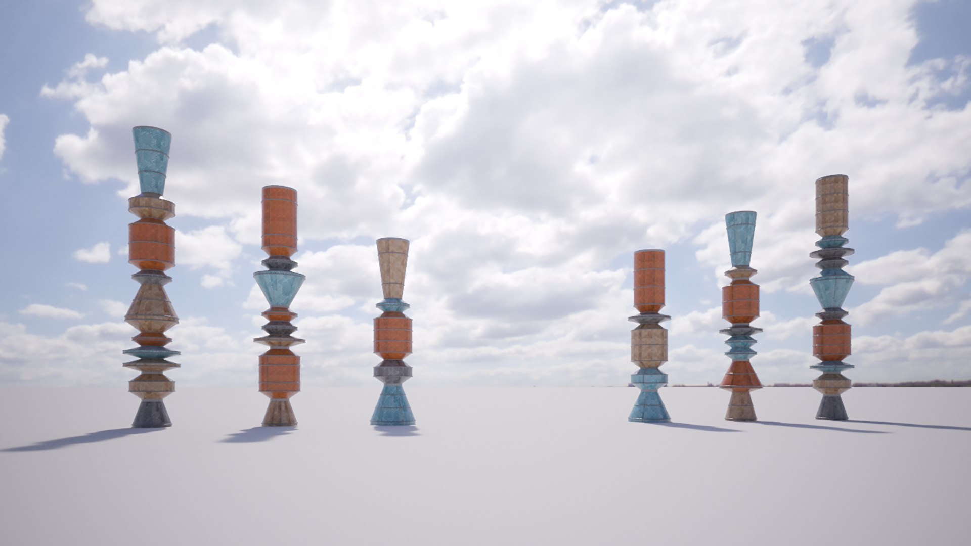 Abstract Iconic Columns Sculpture Landmark Model - TurboSquid 2413831