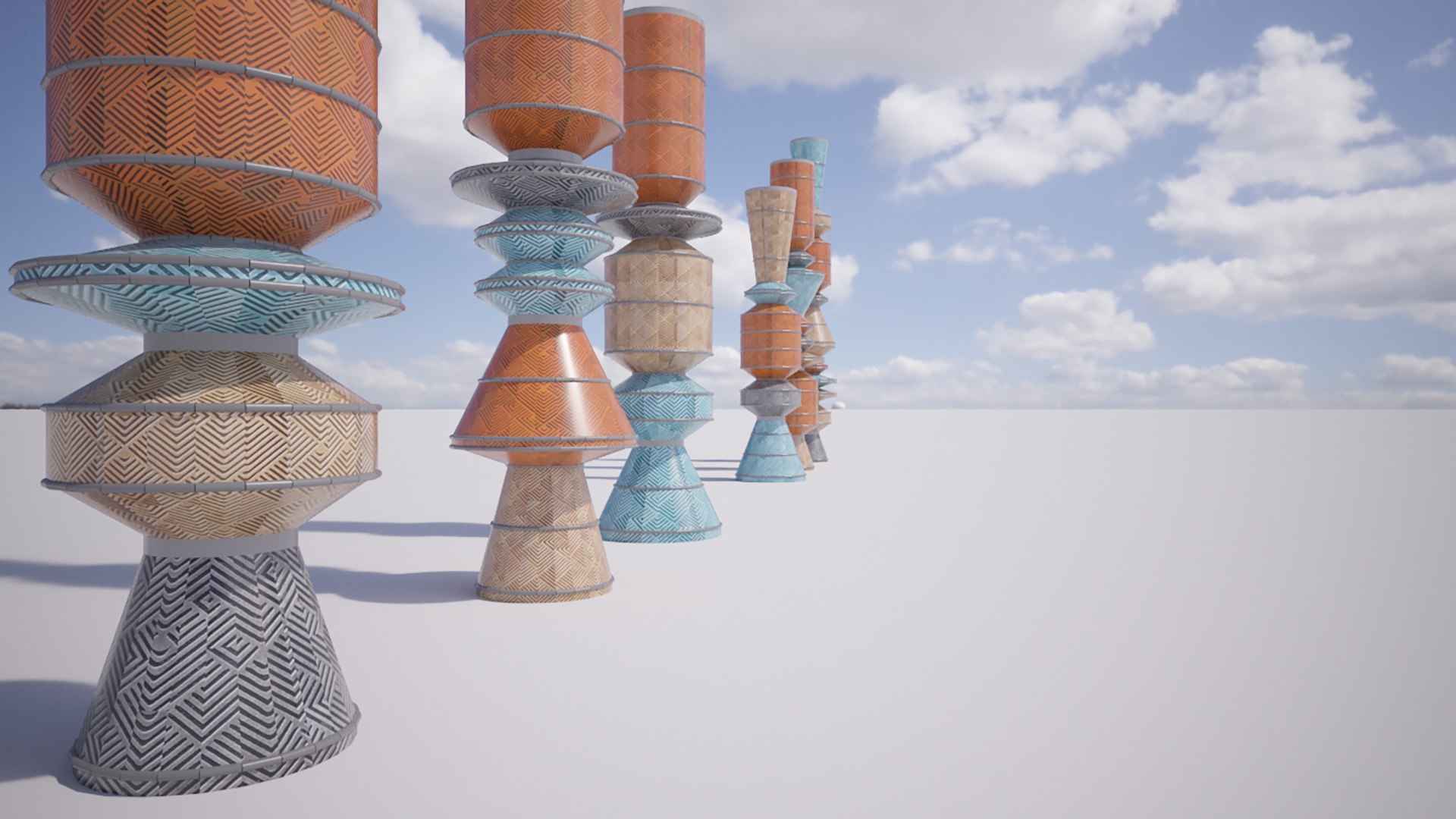 Abstract Iconic Columns Sculpture Landmark Model - TurboSquid 2413831