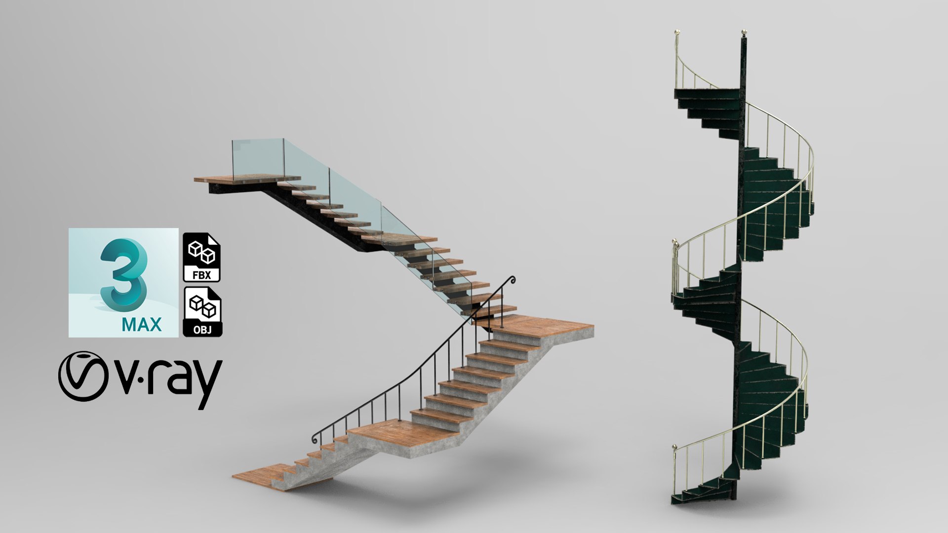 3 staircase models model - TurboSquid 1956820