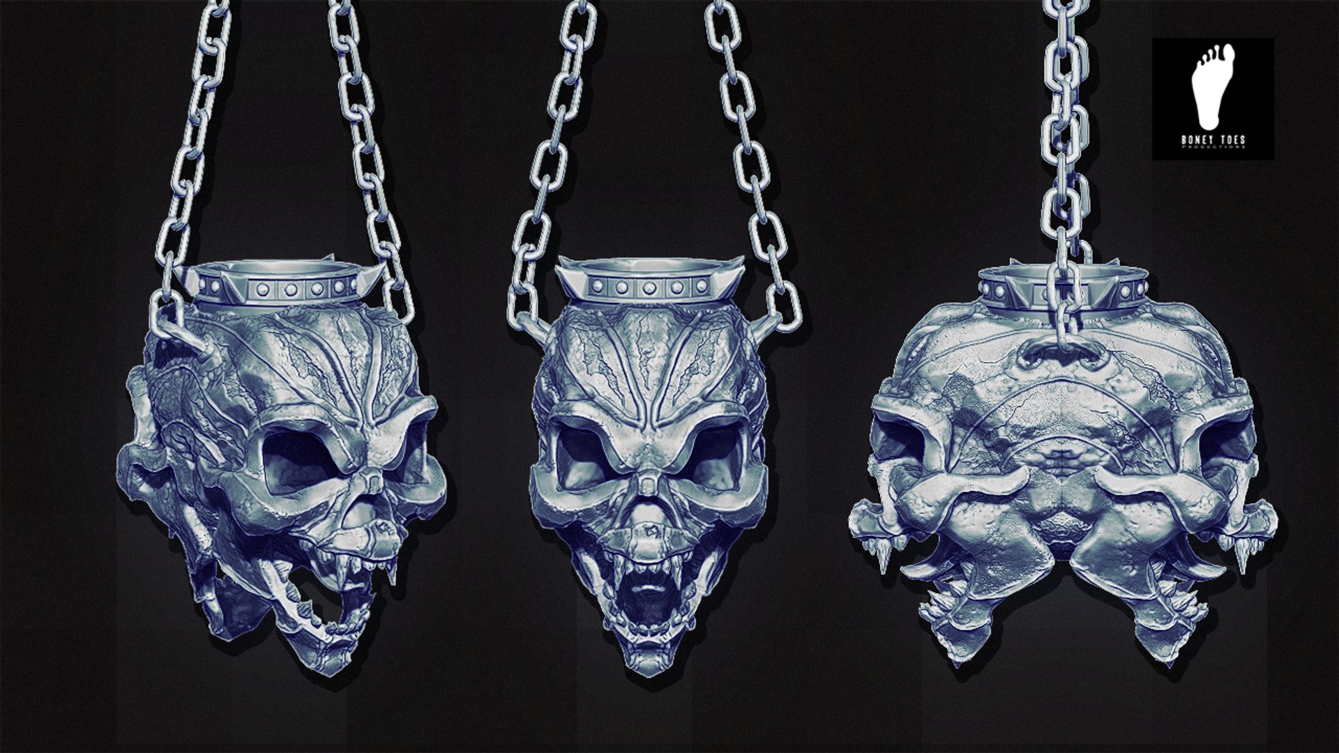 Sculpted Hanging Skull Torch 3d Model