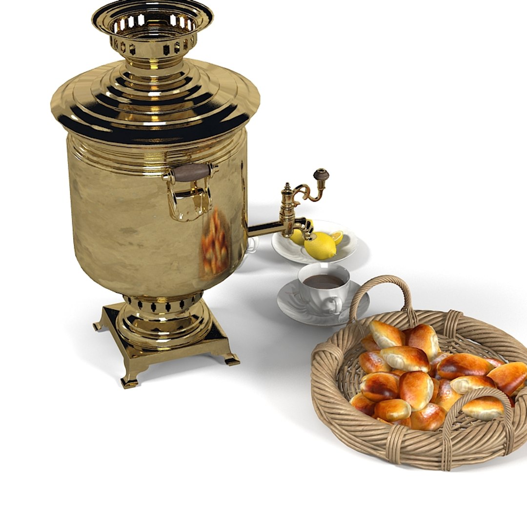 Russian Samovar Tea Set 3d Model