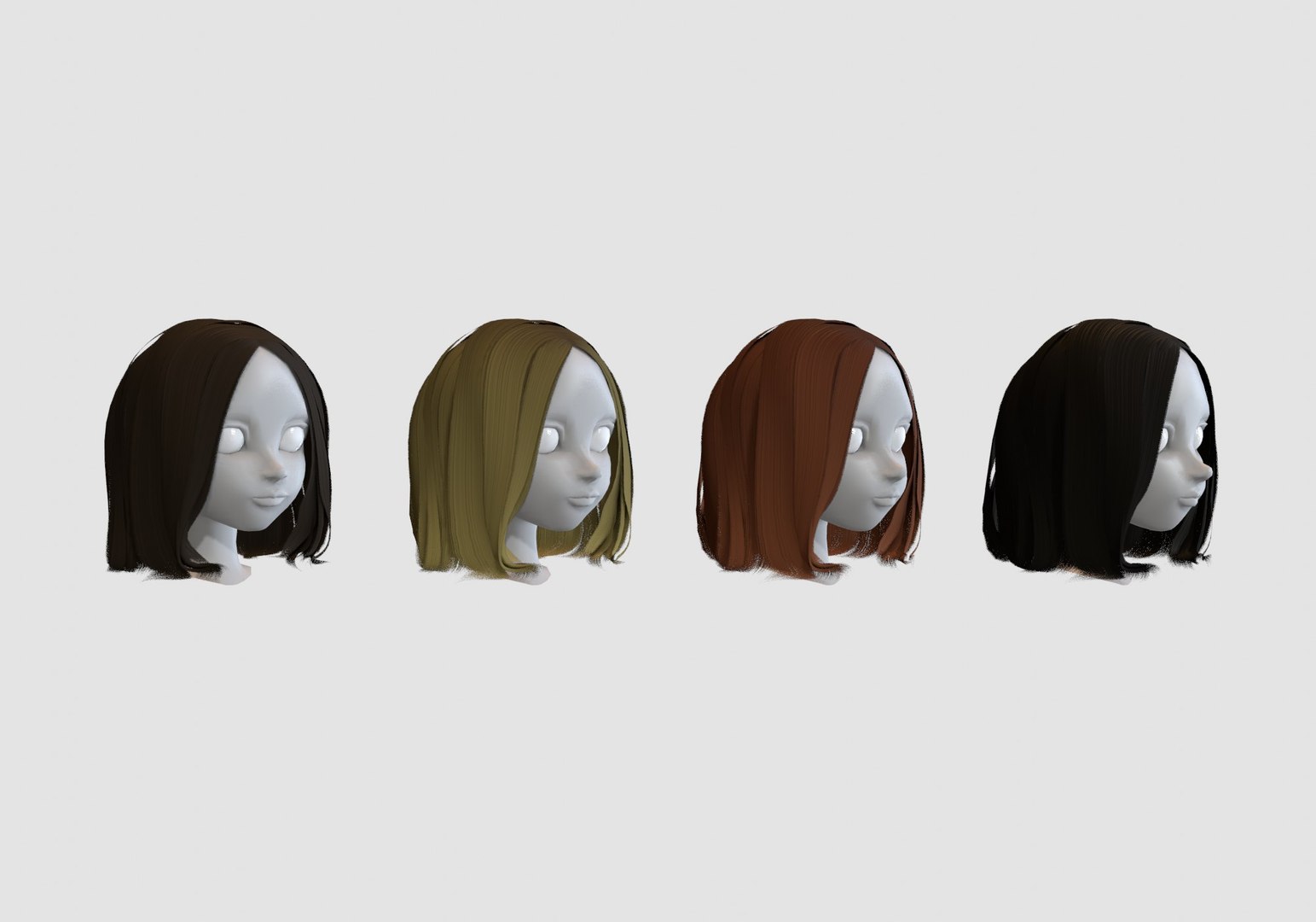3D Hairstyle In 4 Colors - TurboSquid 1899650