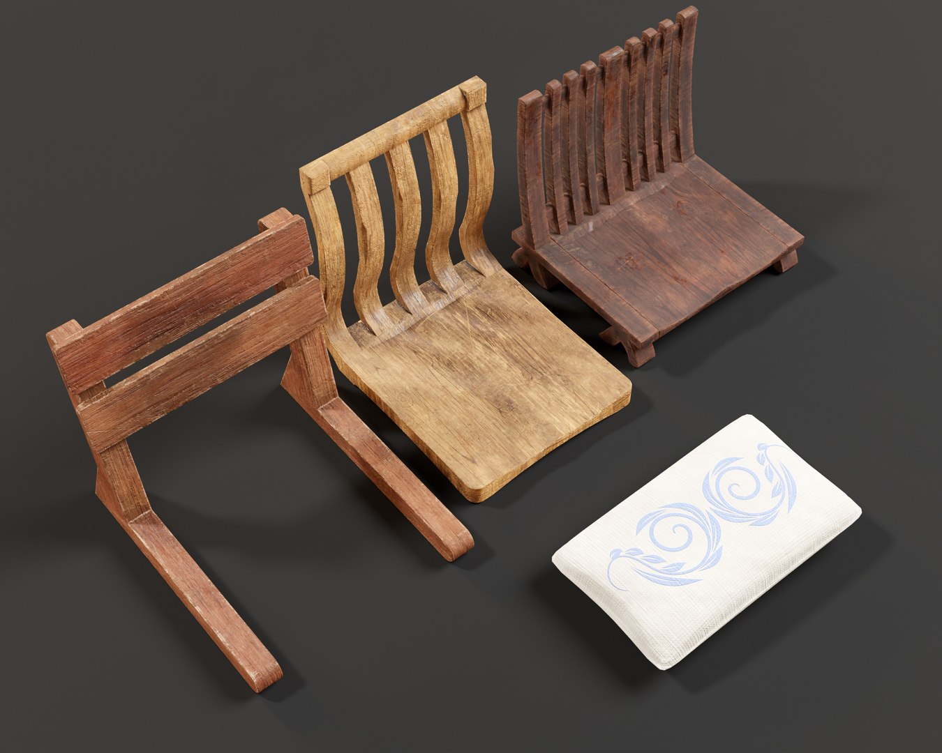 Japanese Dining Chair Set 1 Model - TurboSquid 2357504