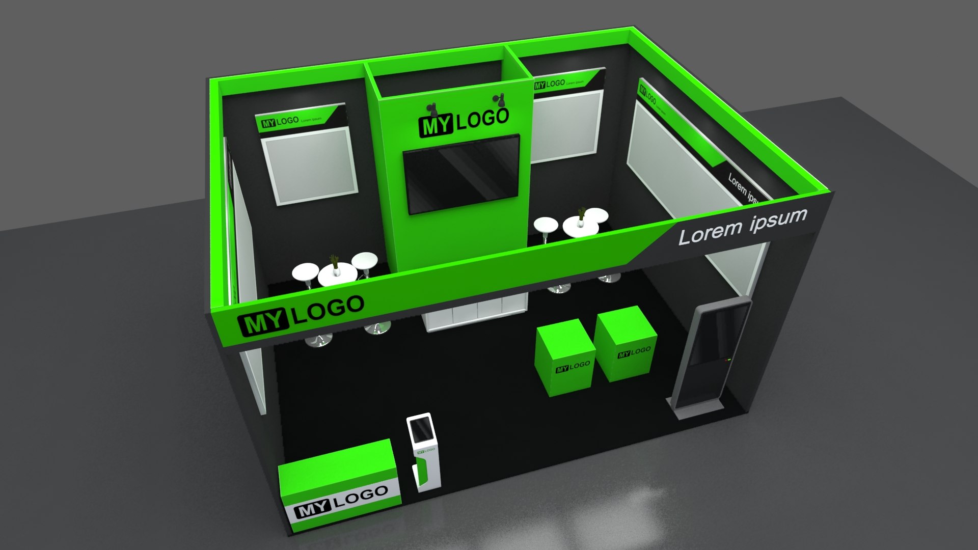 Booth 450x600cm Green 3D Model - TurboSquid 2009876