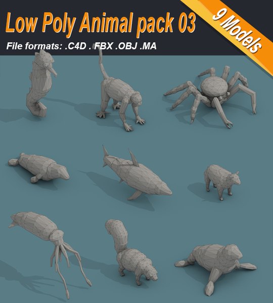 modelo 3d Paquete de iconos isométricos de animales Low Poly 03 ...