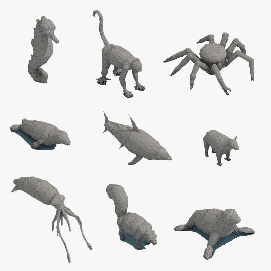 3D Low Poly Art Animals Isometric Icon Pack 03 - TurboSquid 1757566