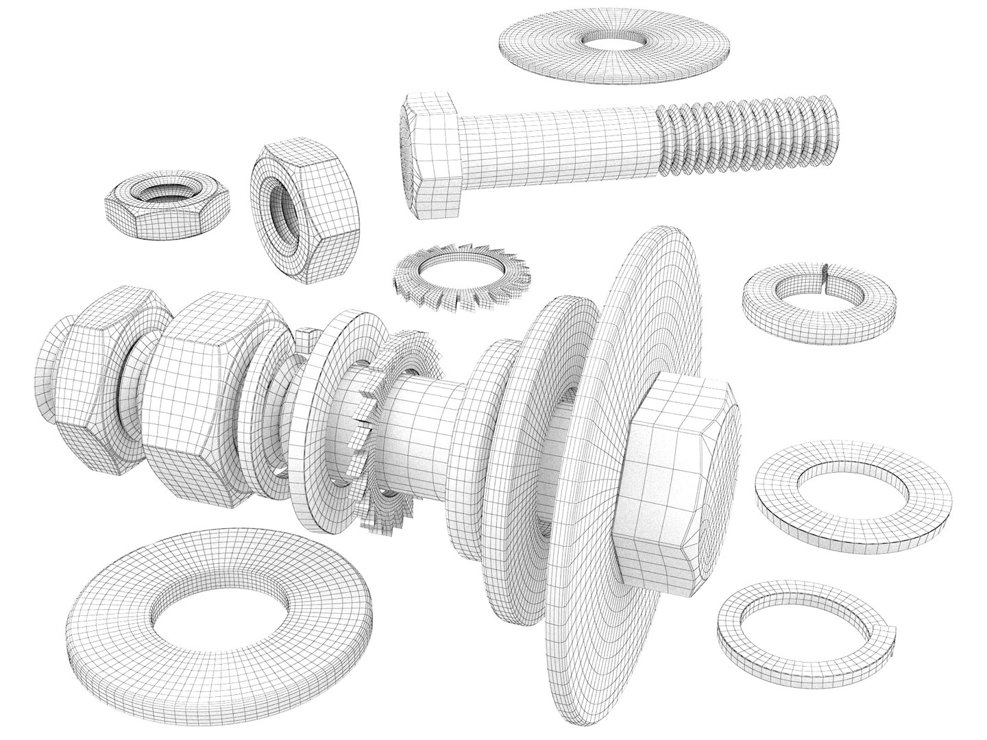 Screw With Nut 19 3D Model - TurboSquid 2094311