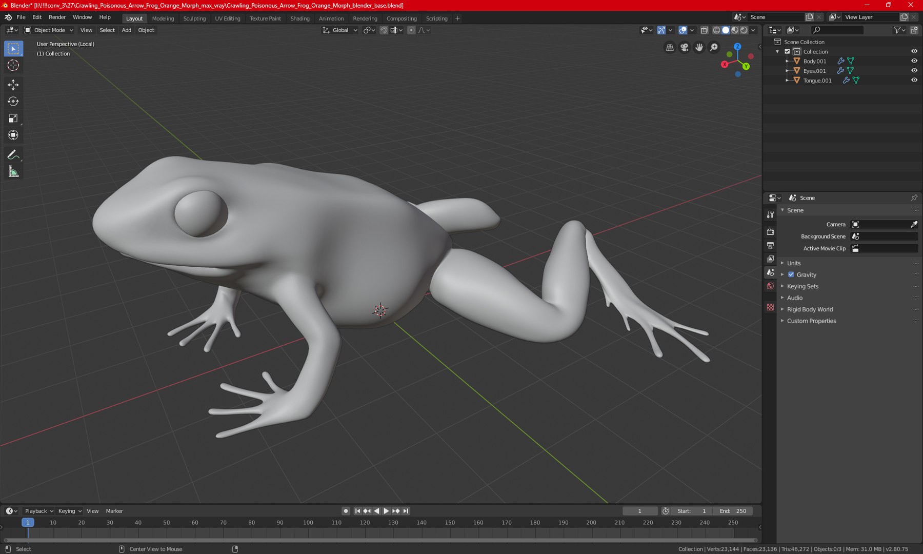 Crawling Poisonous Arrow Frog Orange Morph 3D - TurboSquid 2187120