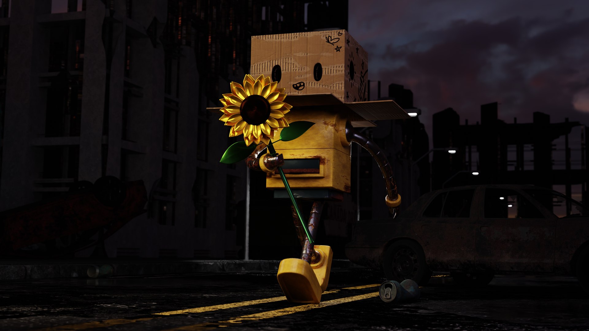 3D Happy Rusty Robot - Cartoon Style Animated - TurboSquid 2103906