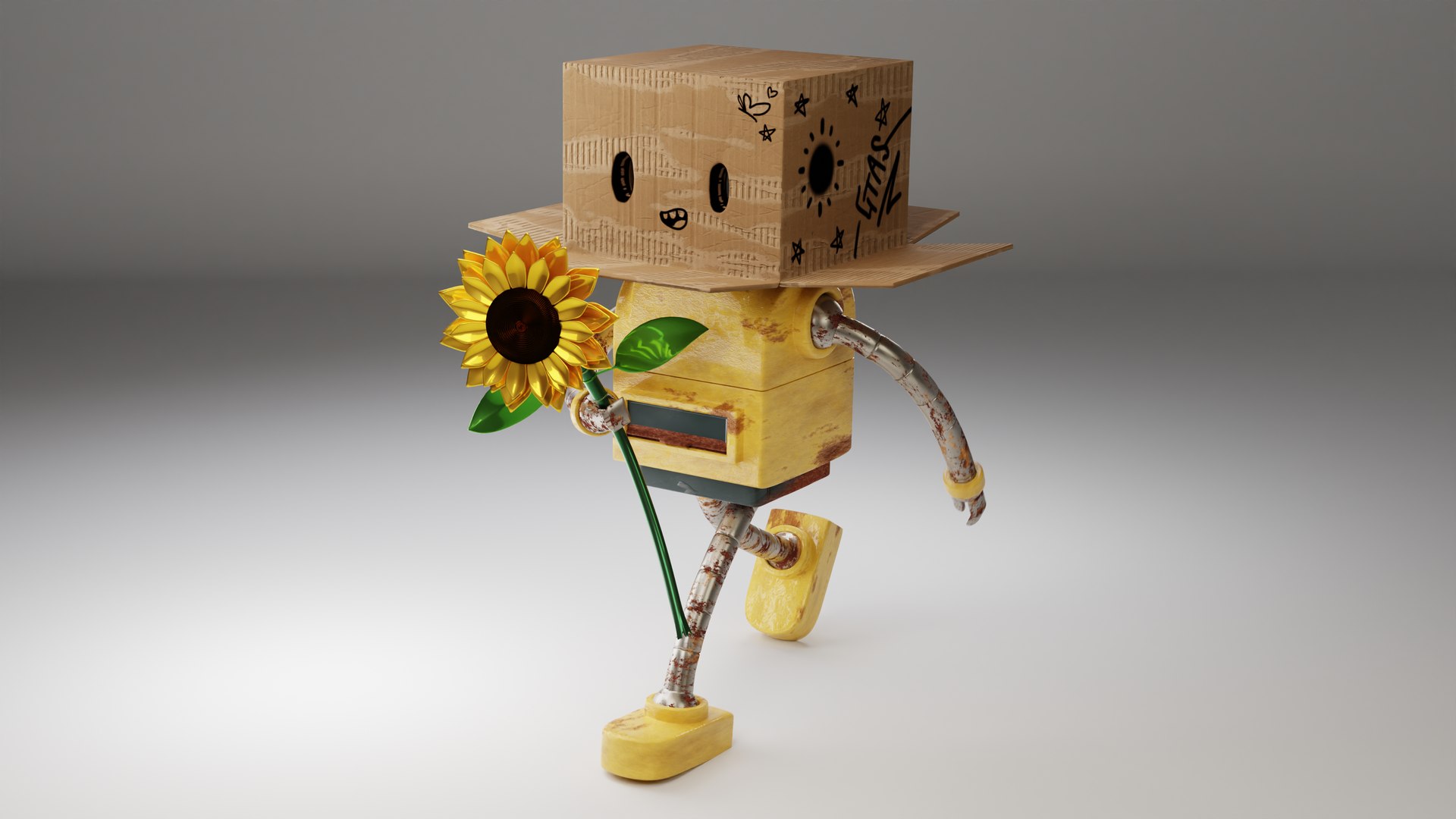 3D Happy Rusty Robot - Cartoon Style Animated - TurboSquid 2103906