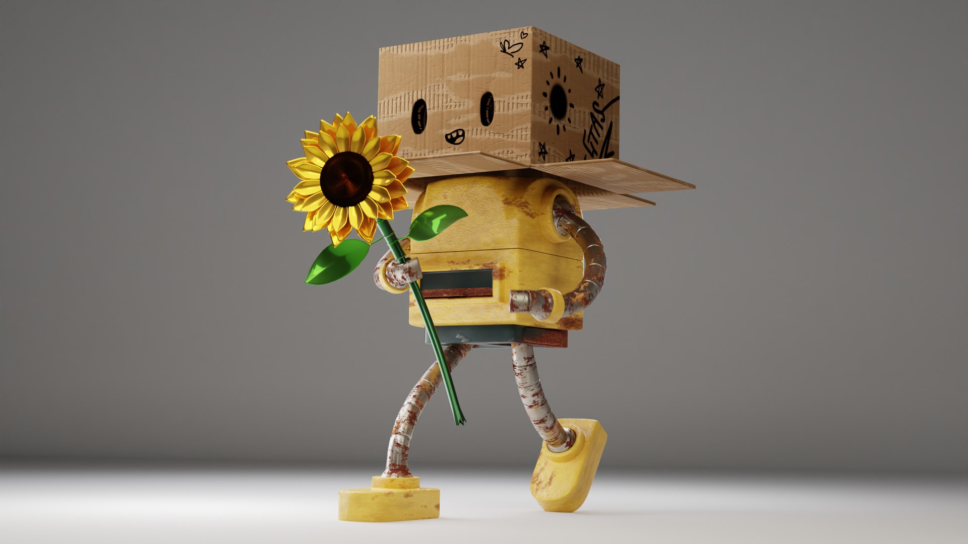 3D Happy Rusty Robot - Cartoon Style Animated - TurboSquid 2103906